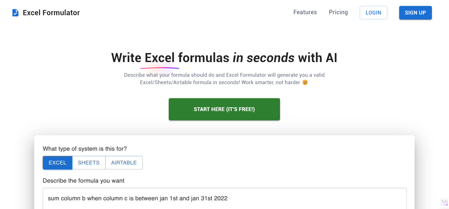 EXCEL FORMULATOR